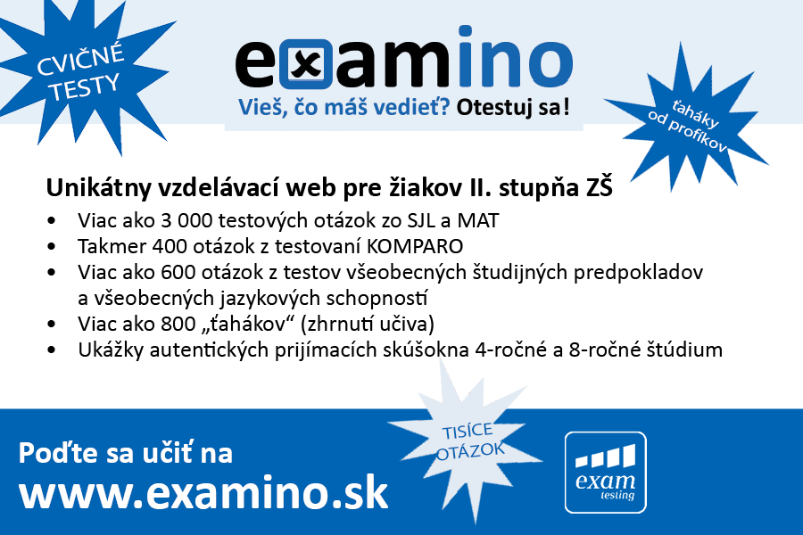 Reklama na EXAMINO do brožúry o KOMPARE na web – Exam